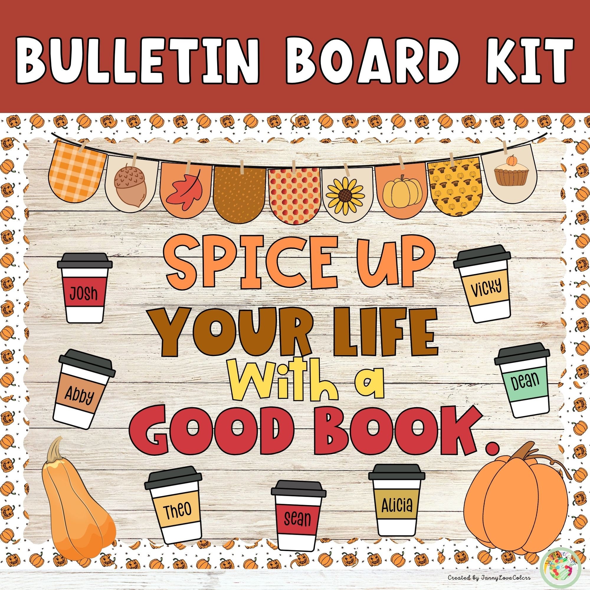 Pumpkin Spice Bulletin Board Kit: Fall Classroom Decor (digital ...