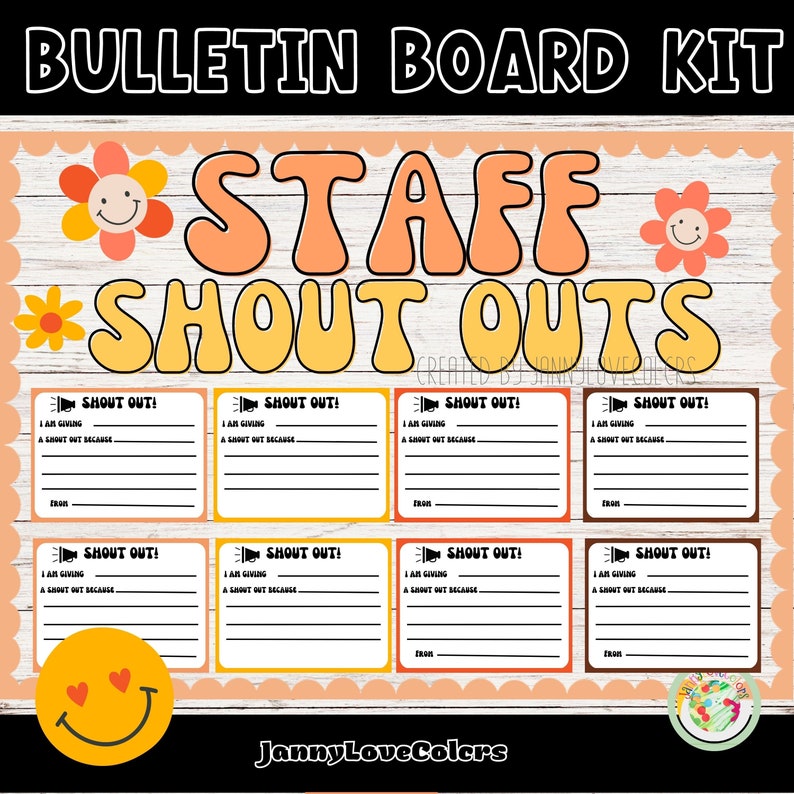 Staff Shout Outs Bulletin Board Letters Shout Out Cards Groovy - Etsy