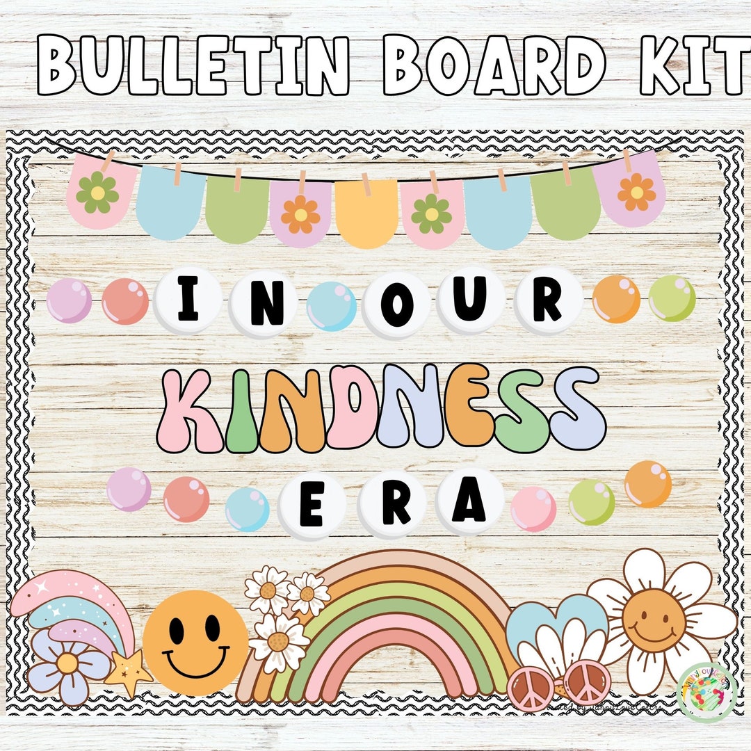 In Our Kindness Era Bulletin Board Kit, Retro Groovy Classroom Decor ...