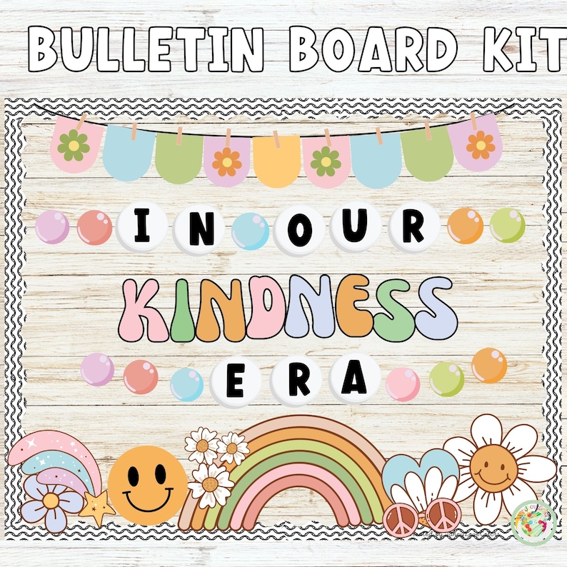 In Our Kindness Era Bulletin Board Kit, Retro Groovy Classroom Decor ...