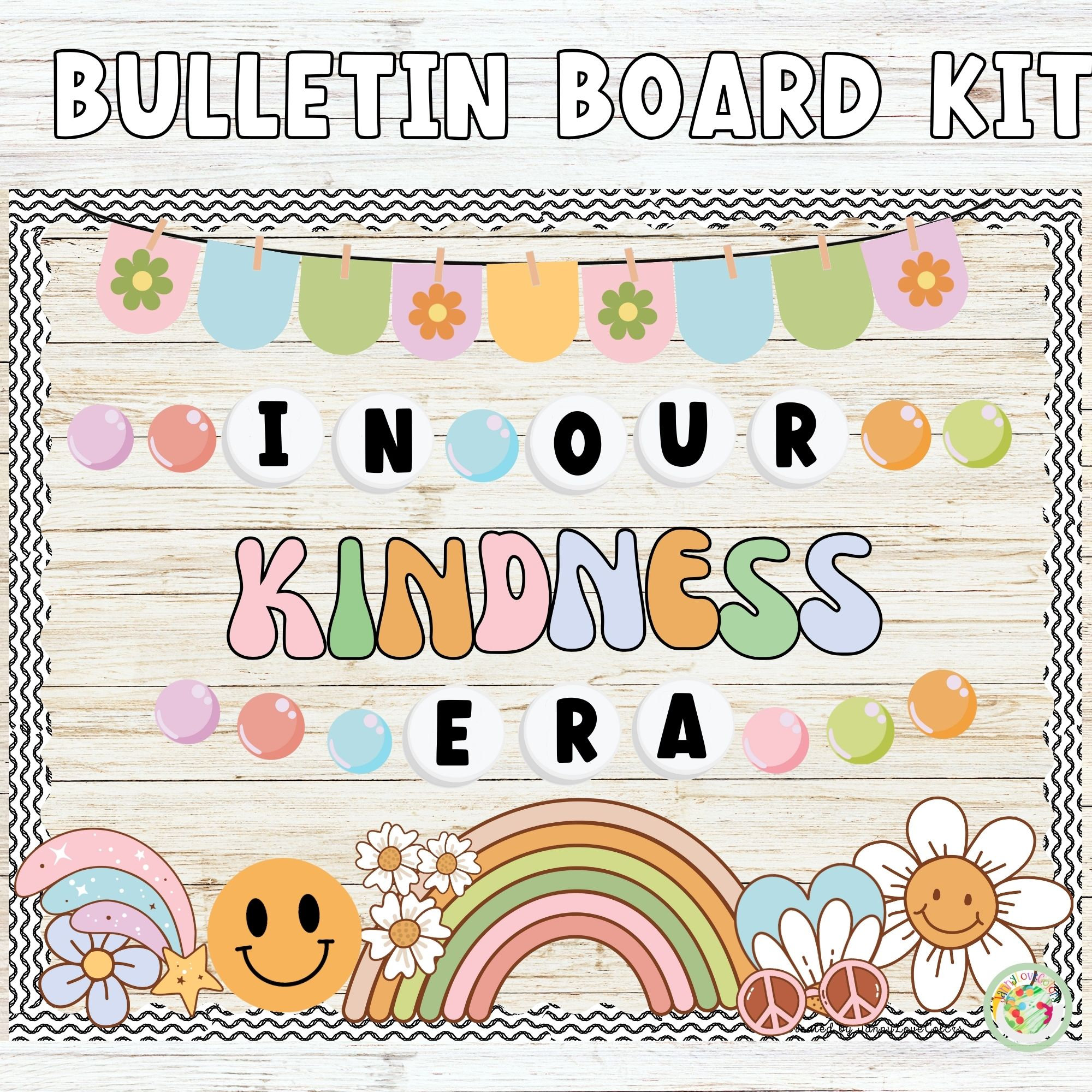 In Our Kindness Era Bulletin Board Kit, Retro Groovy Classroom Decor ...
