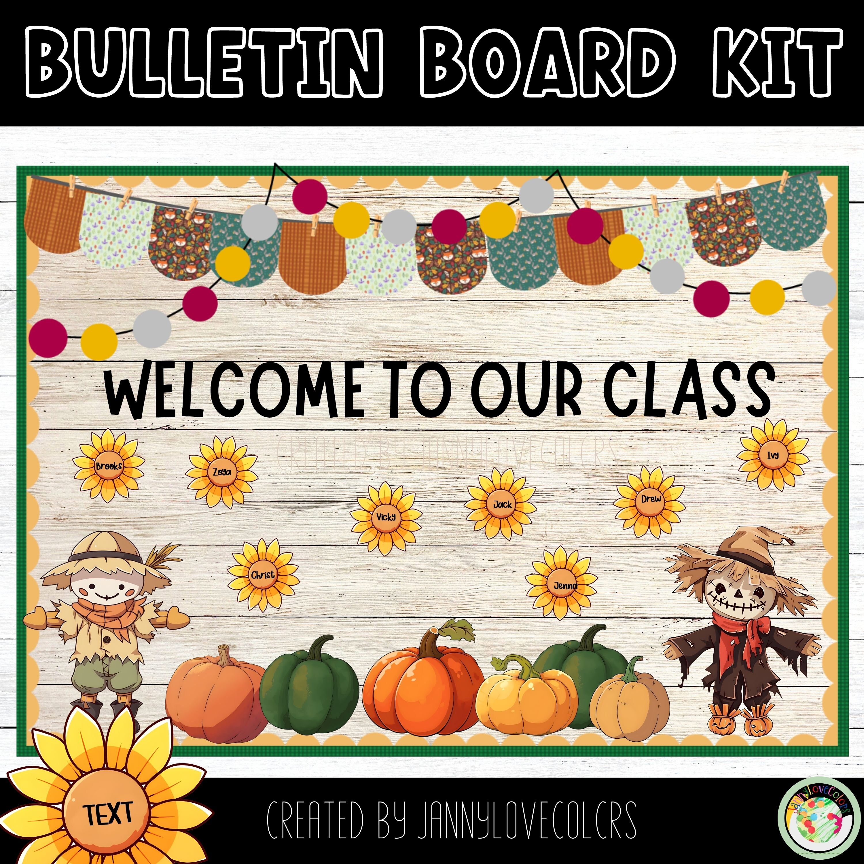 Autumn, Scarecrow Pumpkin Patch, Fall Bulletin Board Kit, Door Decor ...