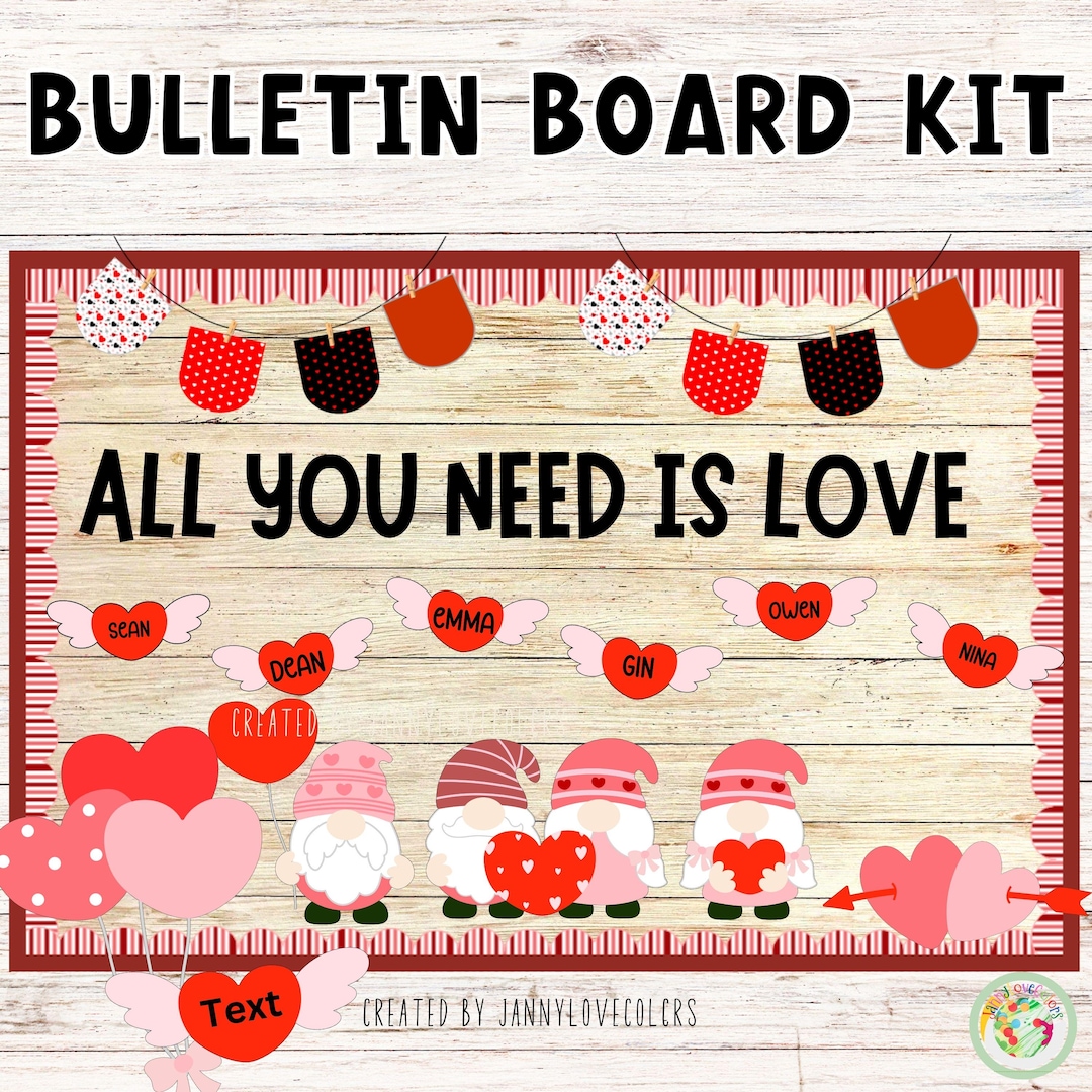 Gnomes Valentine Day Bulletin Board Set February Boards Classroom Decor ...