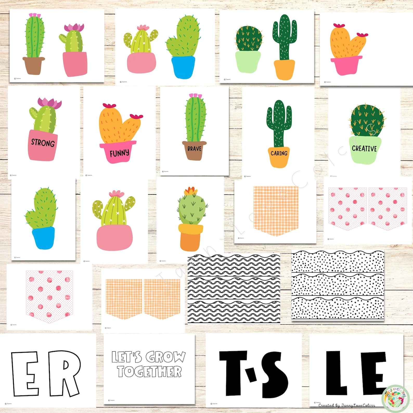 Cactus Bulletin Board Kit: Let's Grow Together Classroom Decor (digital ...