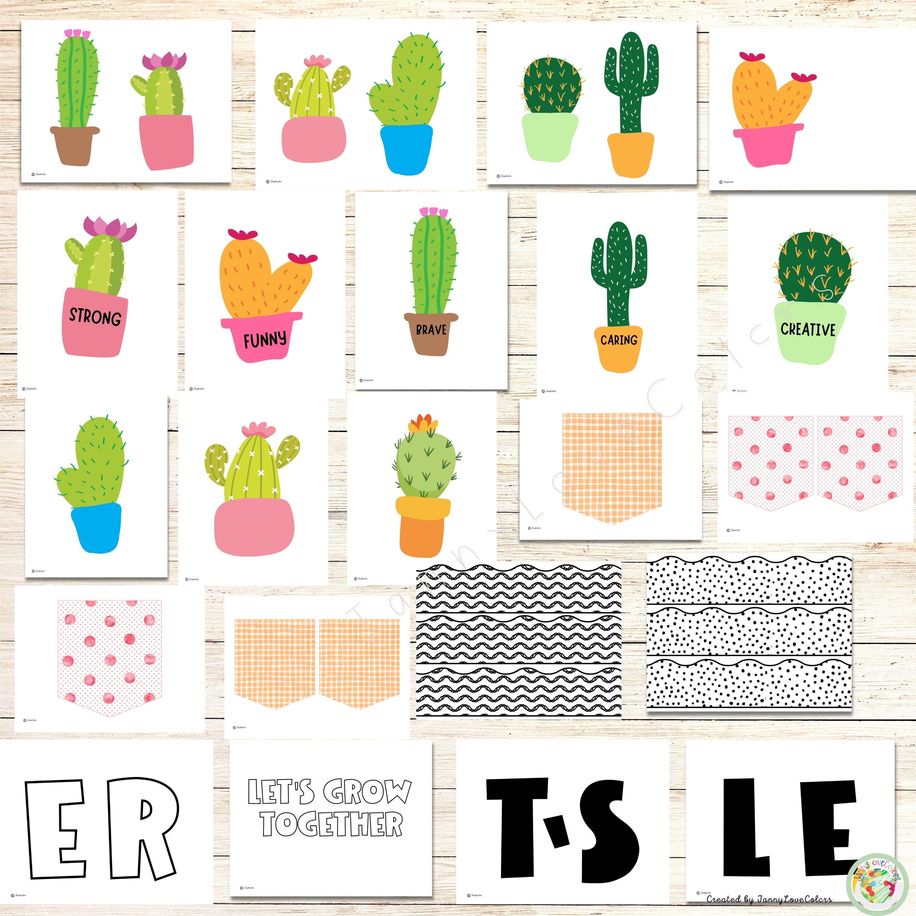 Cactus Bulletin Board Kit: Let's Grow Together Classroom Decor (digital ...