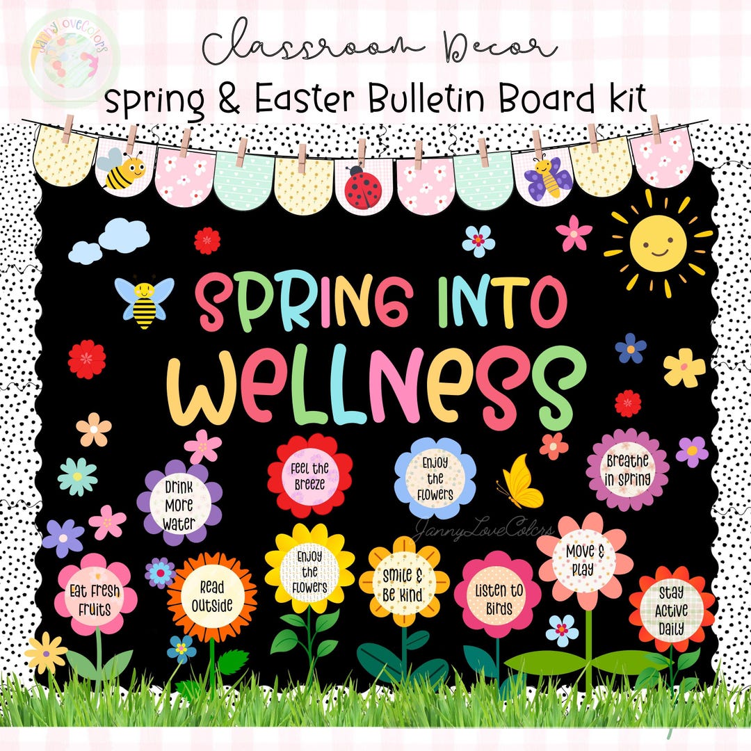 Spring Wellness Bulletin Board Kit SEL Classroom Decor Mental Health ...
