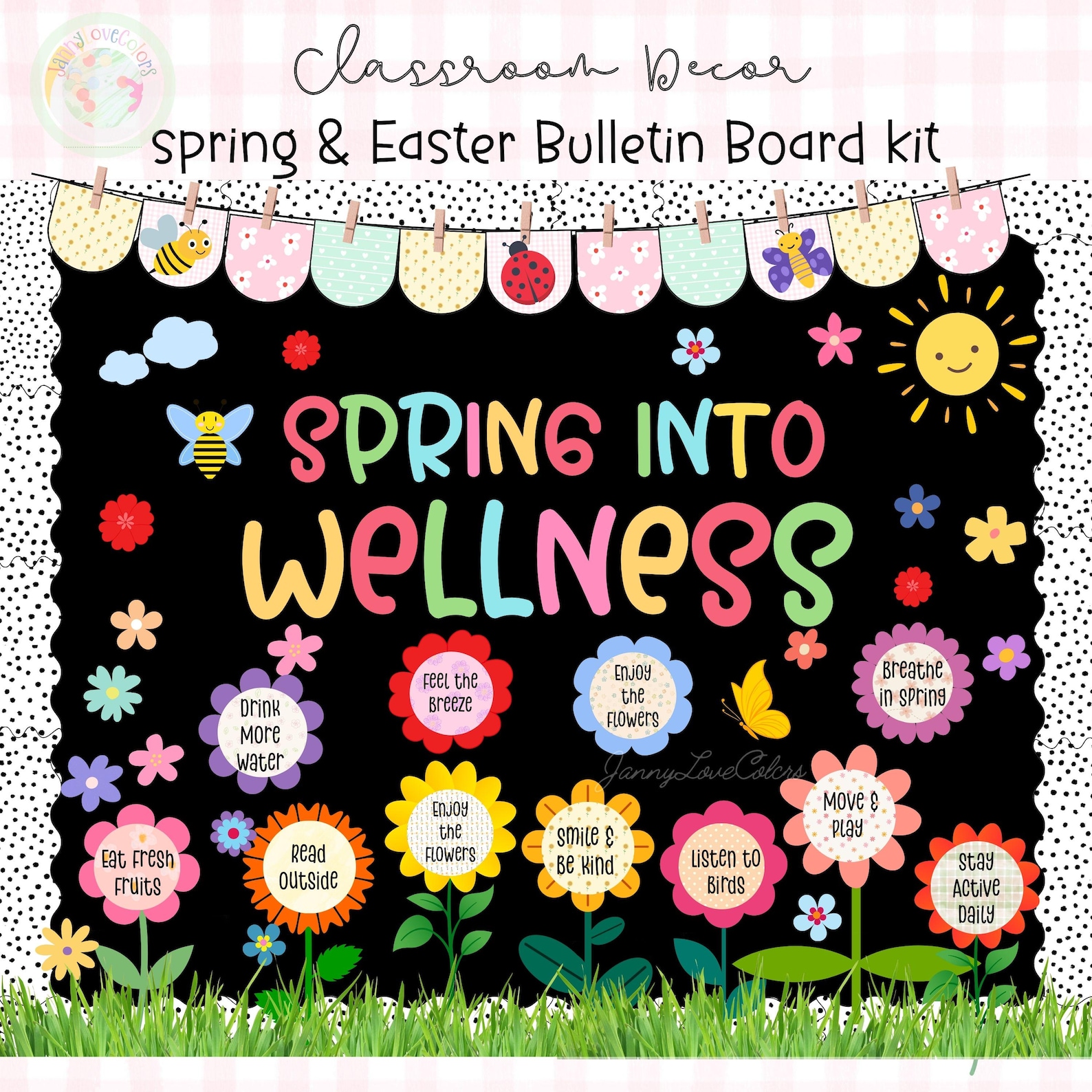 Spring Wellness Bulletin Board Kit SEL Classroom Decor Mental Health ...