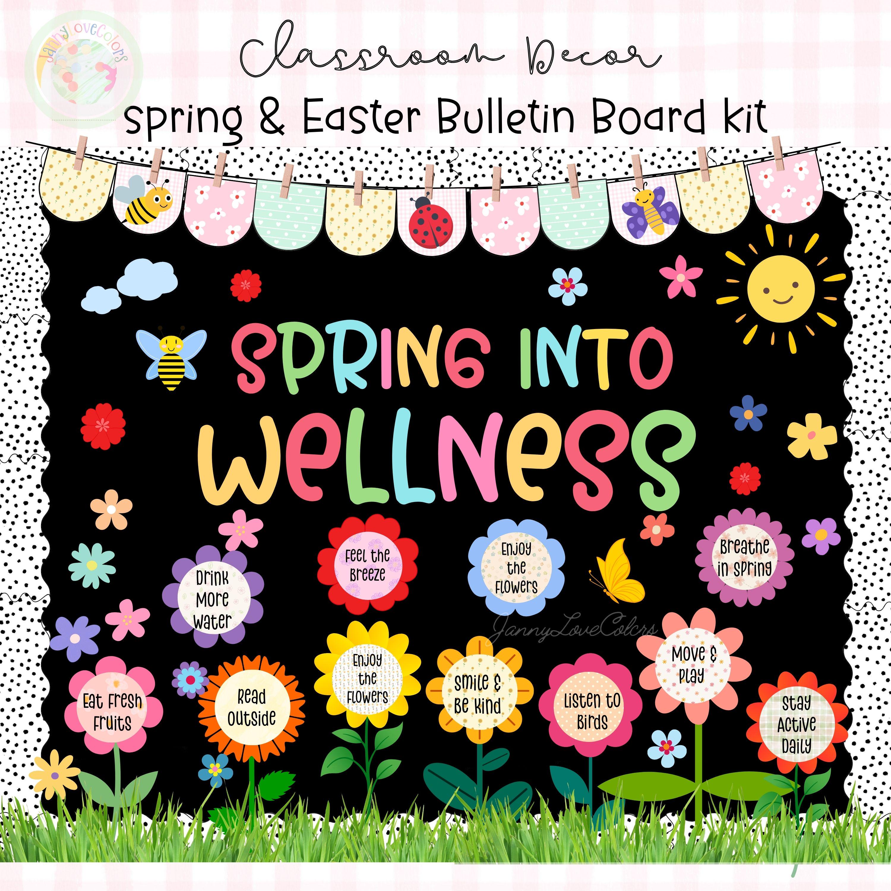 Spring Wellness Bulletin Board Kit SEL Classroom Decor Mental Health ...