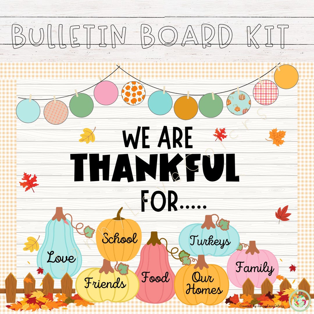 Thanksgiving Bulletin Board Kit: Plaid Pumpkin Decor (digital Download ...