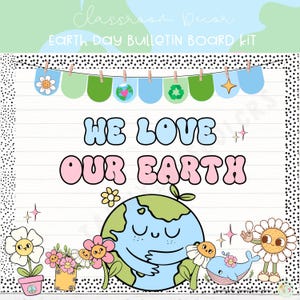 Groovy Retro Earth Day Bulletin Board Decor (printable PDF) - Etsy