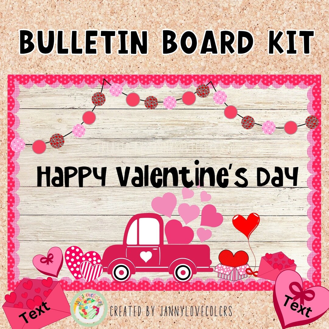 Valentines, Truck, February, Valentines Day Bulletin Board Kit - Etsy