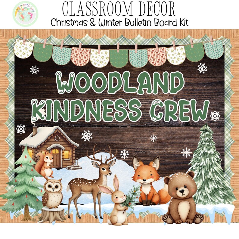 Winter Woodland Bulletin Board Kit | Christmas Classroom Decor (digital ...