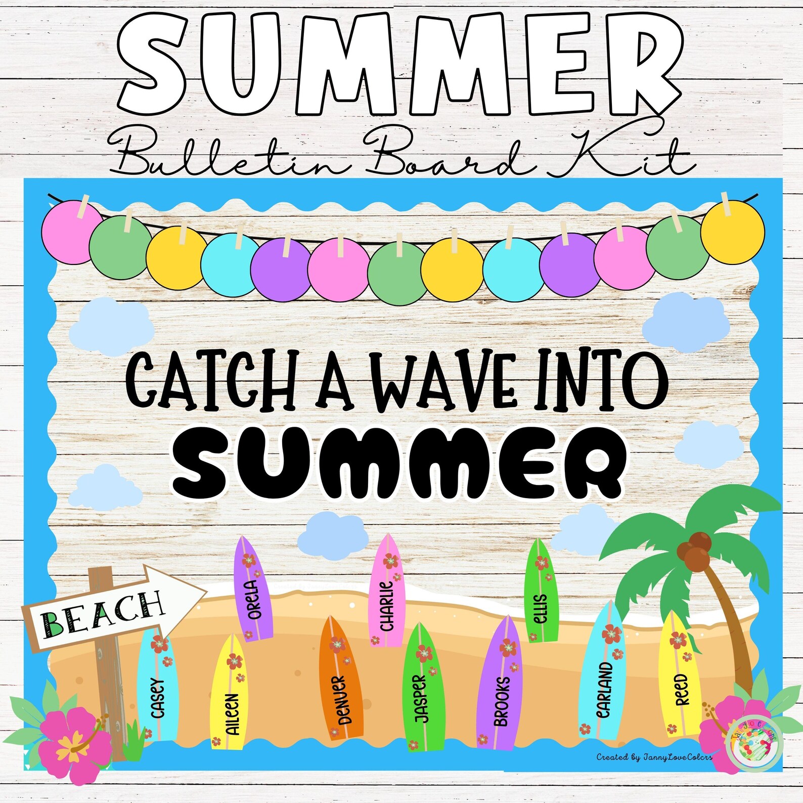 Surfboard Bulletin Board: Summer Door Decor (PDF File) - Etsy