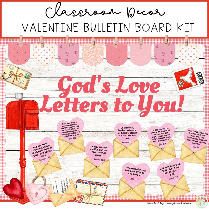 Valentine Christian Bulletin Board Kit: God's Love Letters (PDF) - Etsy