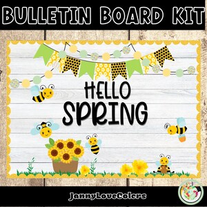 Bee Theme Spring Bulletin Board Kit Spring Door Decoration Summer ...