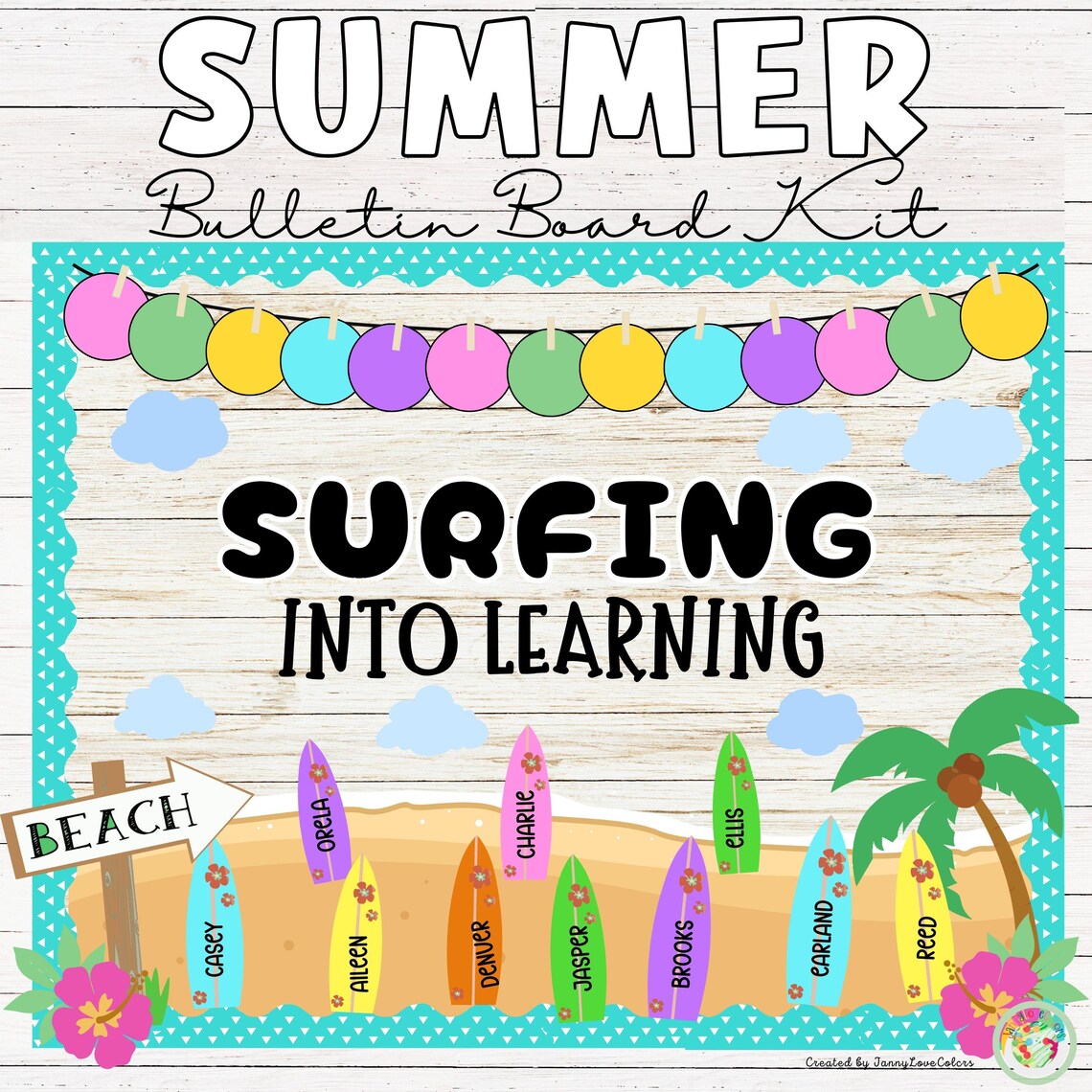 Surfboard Bulletin Board: Summer Door Decor (PDF File) - Etsy