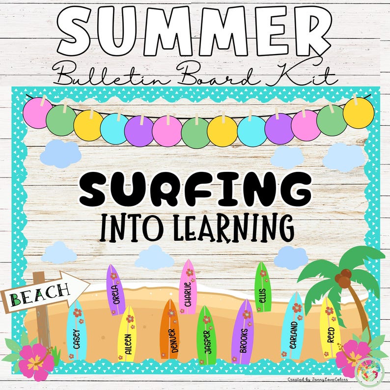 Surfboard Bulletin Board: Summer Door Decor (PDF File) - Etsy