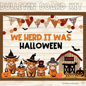 Halloween Bulletin Board Fall Bulletin Board Kit Highland Cow October ...
