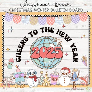 New Year Bulletin Board Kit | Classroom Decor | Retro Door Decor - Etsy