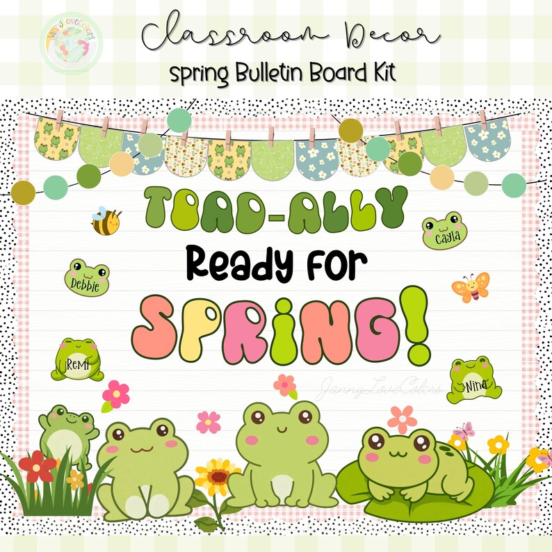 Spring Bulletin Board Kit, Frog Theme, Classroom Door Display (digital ...
