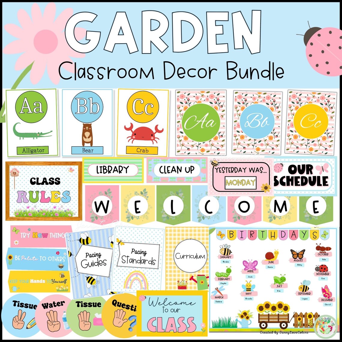 Garden Theme Classroom Decor Bundle: Editable Modern Decorations ...