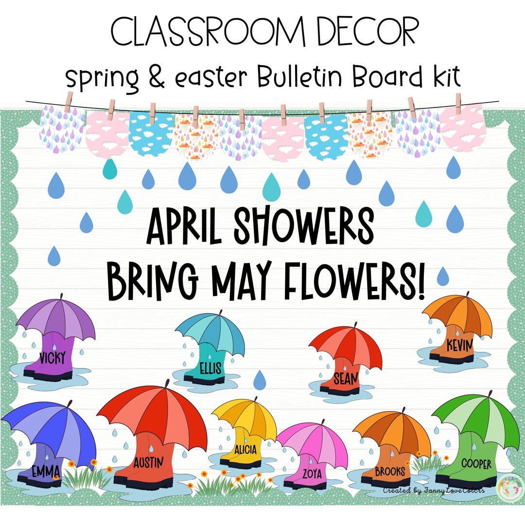 Spring Bulletin Board Kit | April Showers Bring May Flowers | Door ...