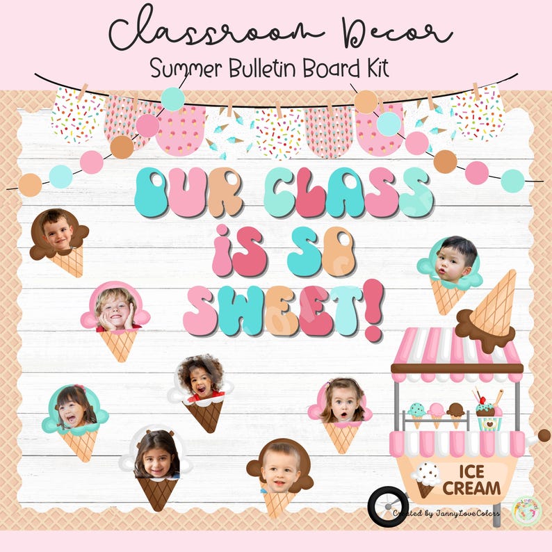 Ice Cream Bulletin Board Kit: Summer Classroom Decor (digital Download ...