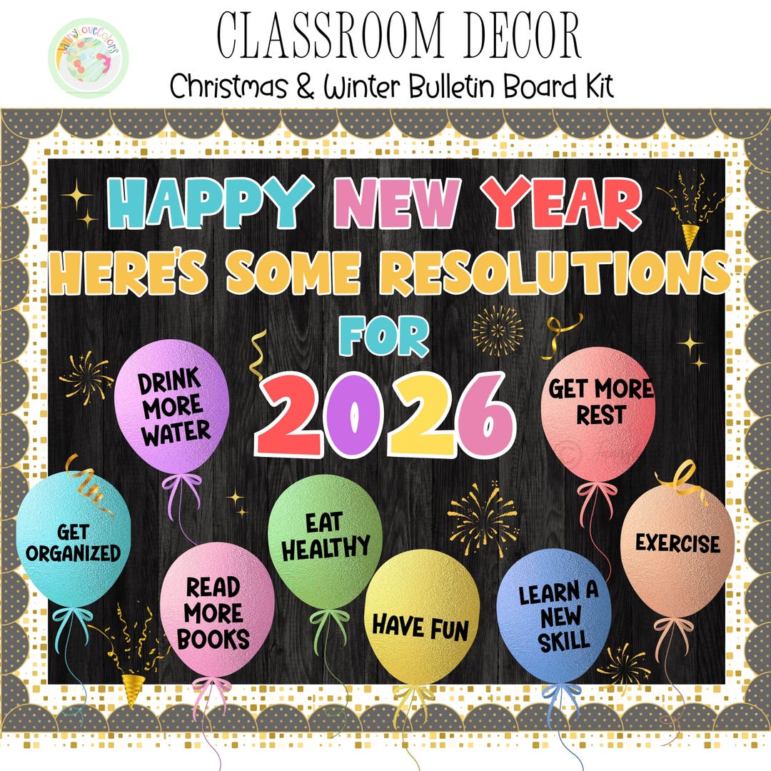 New Year 2026 Resolutions Bulletin Board | Winter Classroom Decor ...