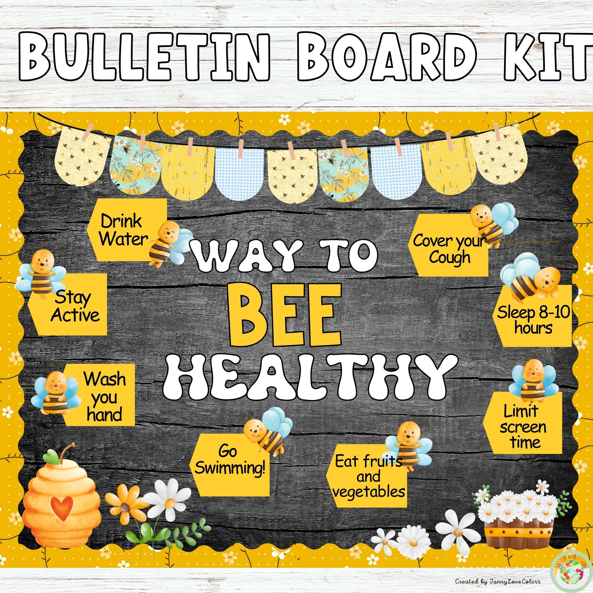 Bee Theme Healthy Bulletin Board Ways to Be Healthy for School Nurses ...
