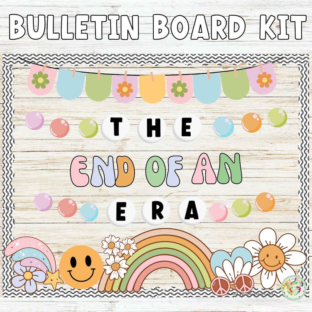 The End of an Era Bulletin Board Kit, Retro Groovy Classroom Decor ...