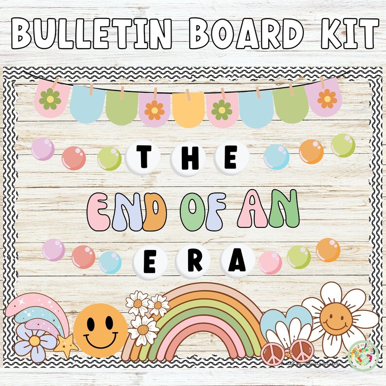 The End of an Era Bulletin Board Kit, Retro Groovy Classroom Decor ...