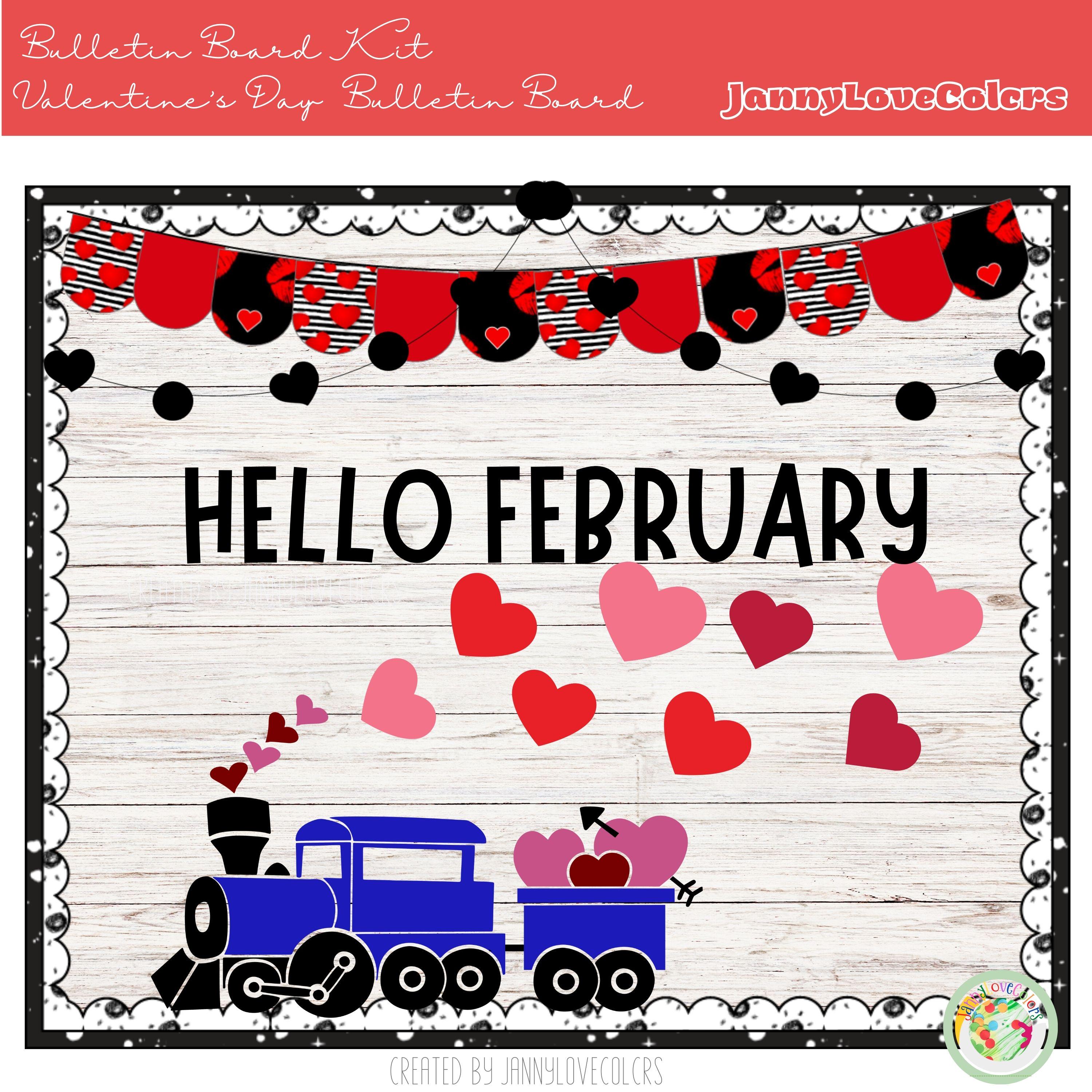 February Bulletin Board Kit: Valentine's Day Classroom Decor (editable ...