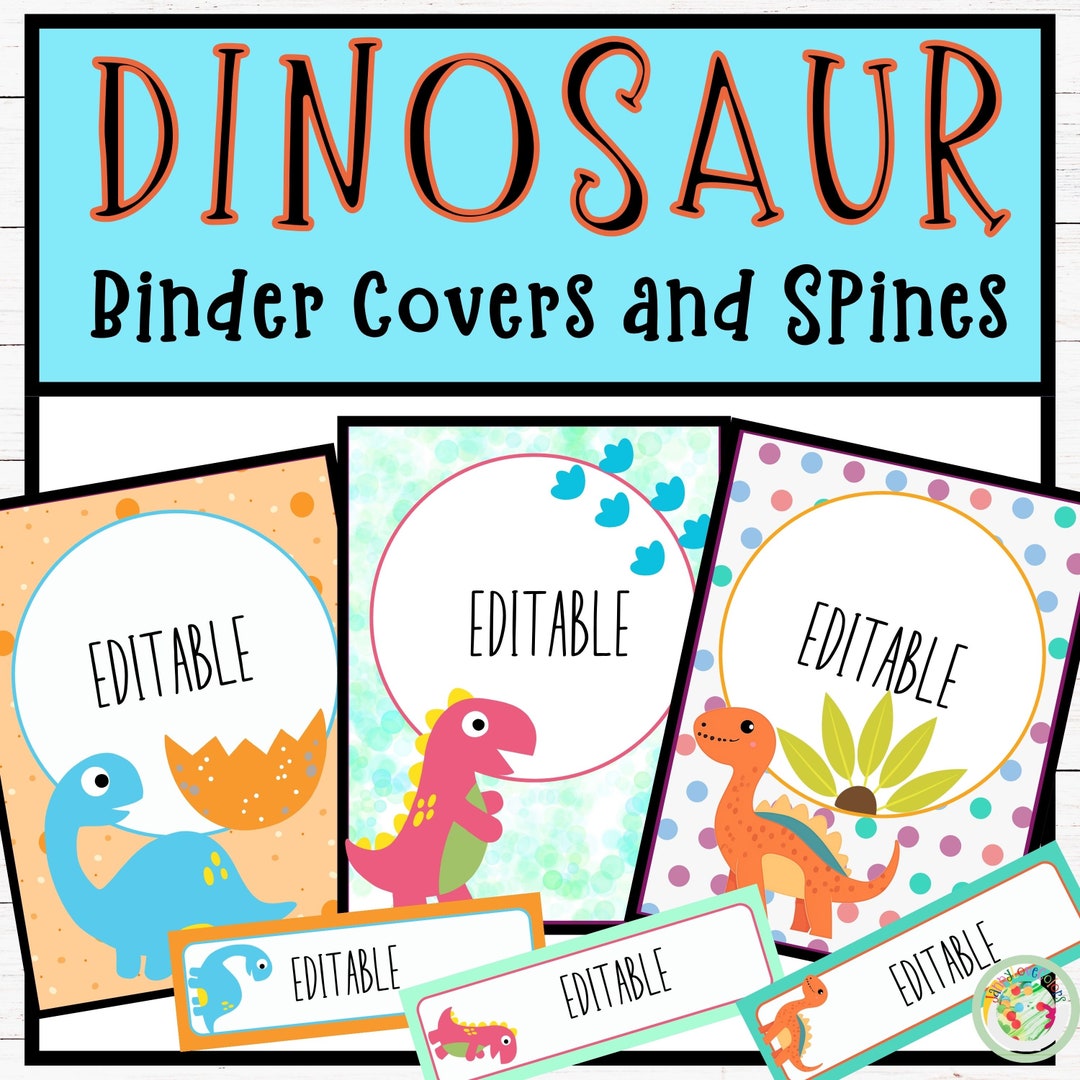 Editable Binder Covers and Spines Dinosaur Classroom Decor - Etsy