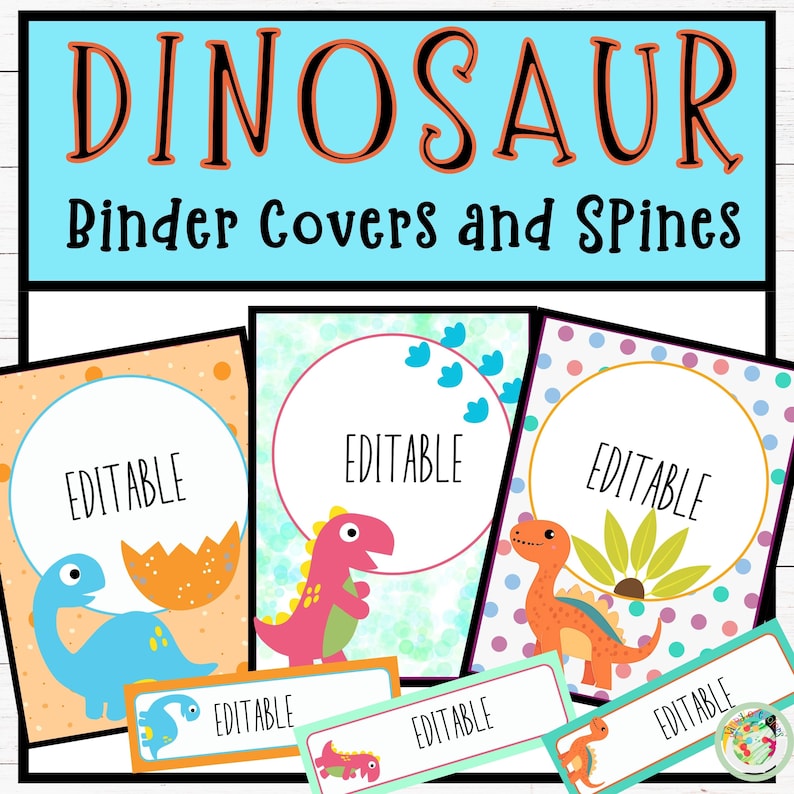 Editable Binder Covers and Spines Dinosaur Classroom Decor - Etsy
