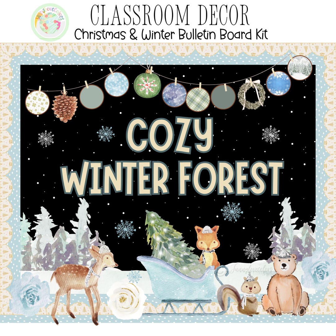 Cozy Winter Forest Bulletin Board Kit | Christmas Classroom Decor ...