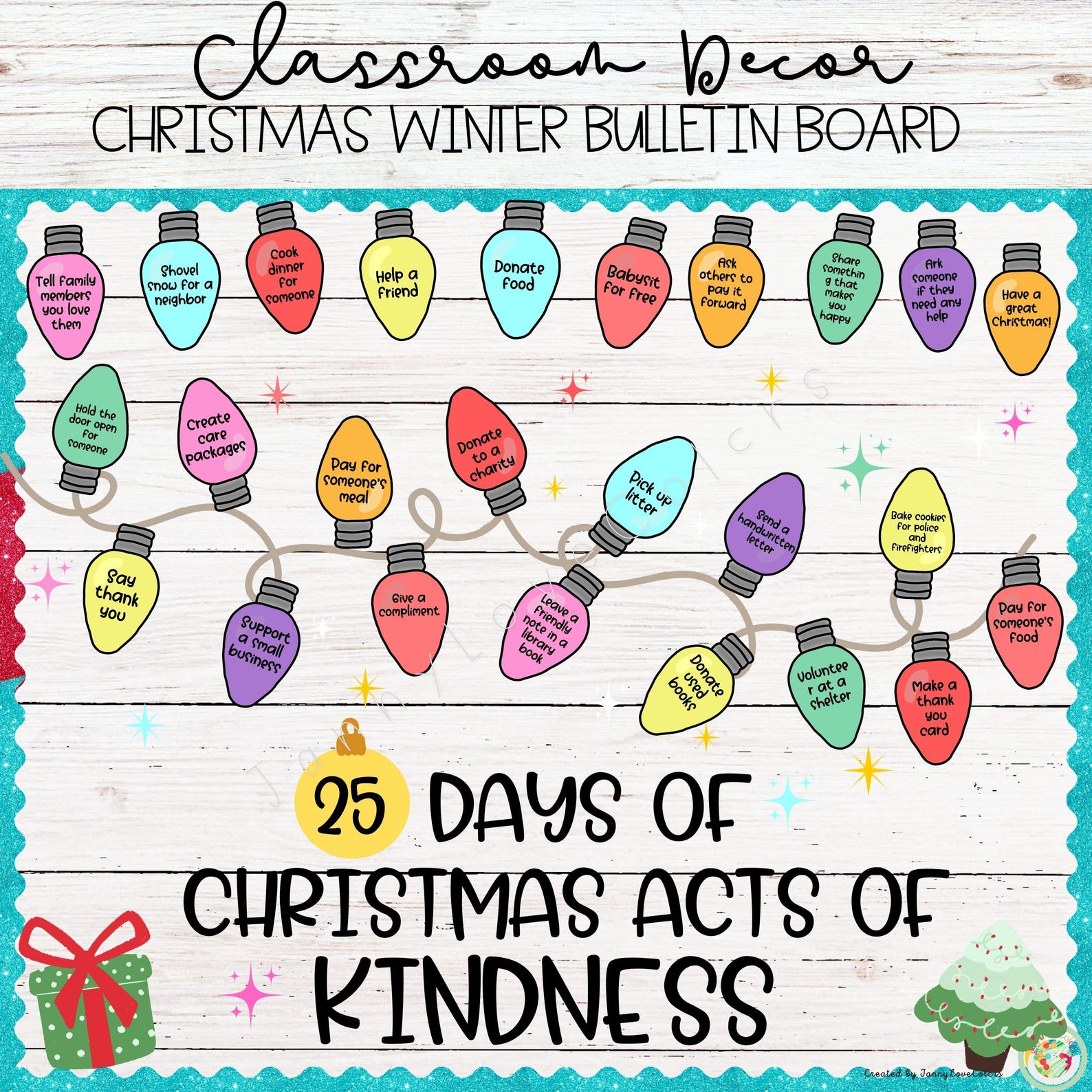 Christmas Kindness Bulletin Board Kit: Classroom Holiday Decor (digital ...