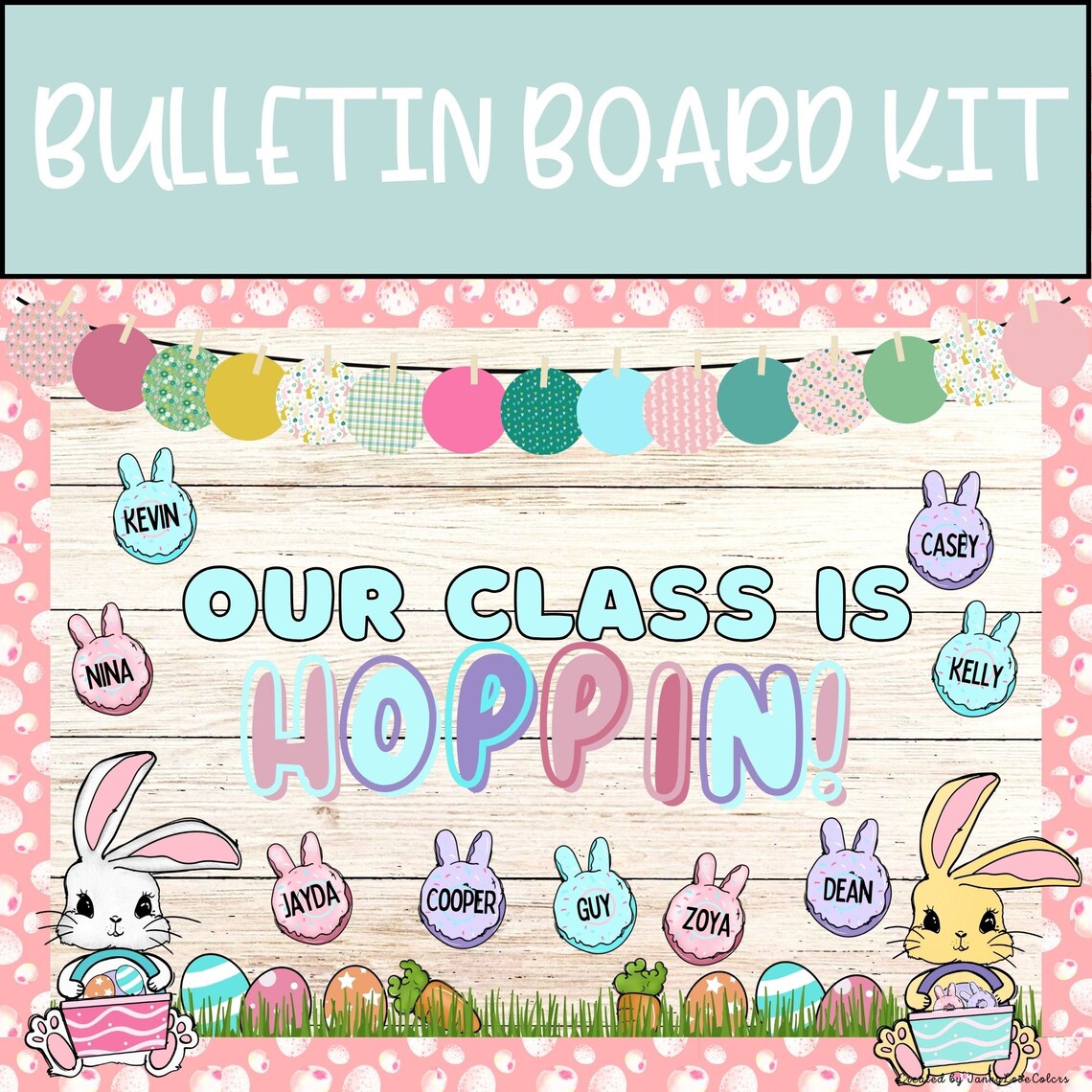 Spring Bunny Bulletin Board Classroom Decor Kit, Editable - Etsy
