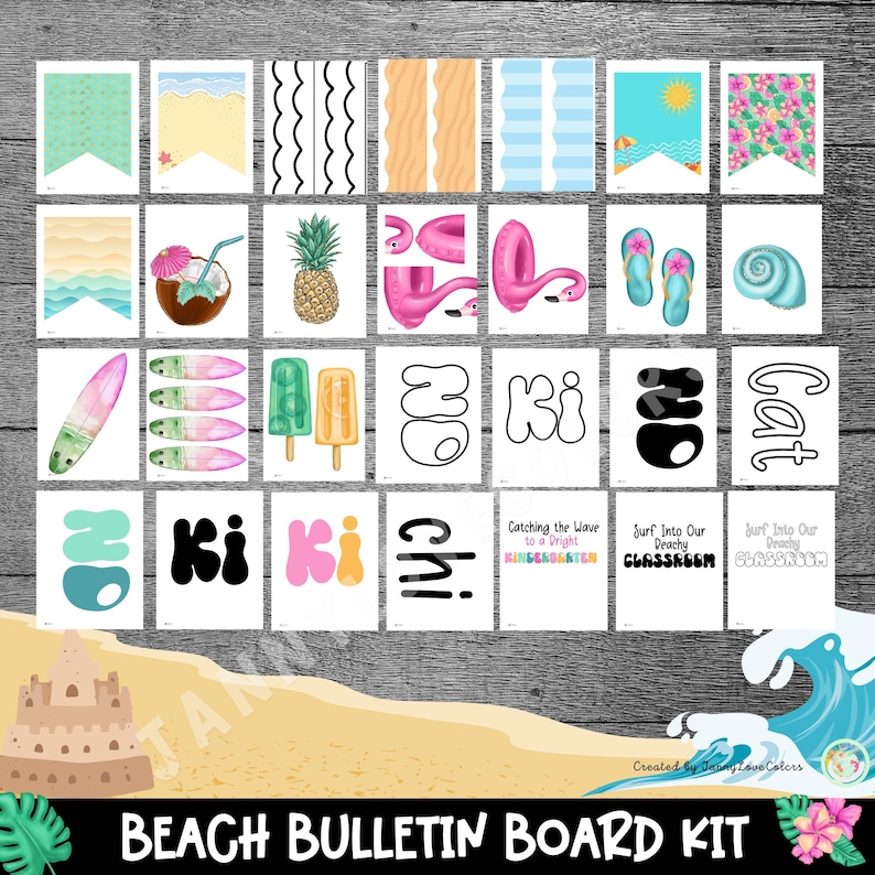 Beach Bulletin Board Kit | Beach Theme Classroom Decor | Back to School ...