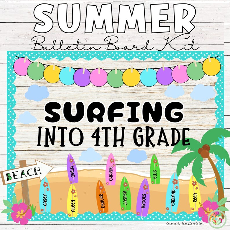 Surfboard Bulletin Board: Summer Door Decor (PDF File) - Etsy