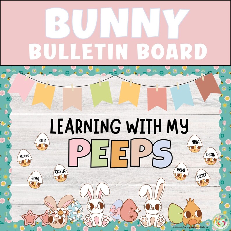 Easter Bunny Bulletin Board Kit: 'hoppy Class' Decor (digital Download ...