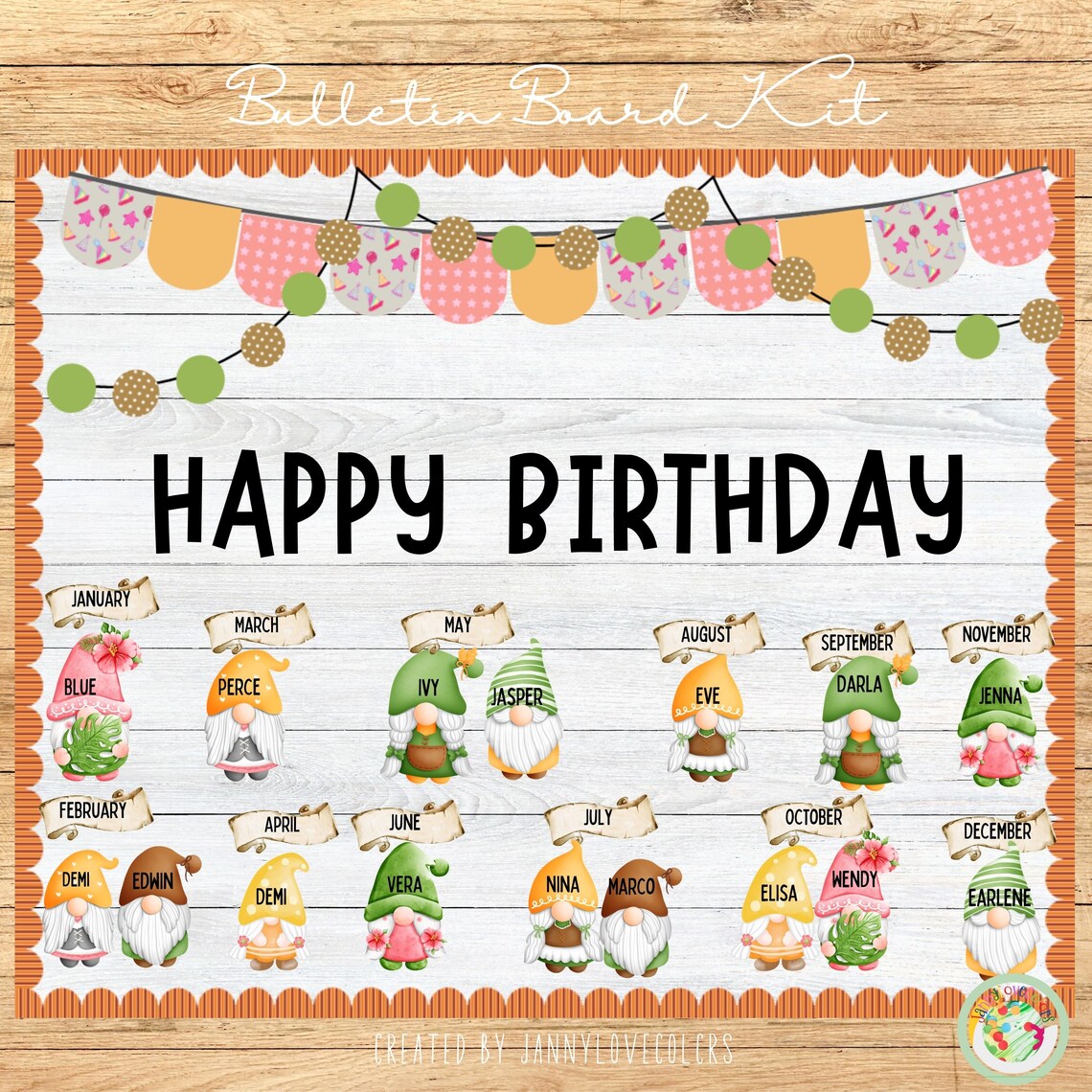 Birthday Display Bulletin Board Kit, Gnomes Birthday Display, Classroom ...