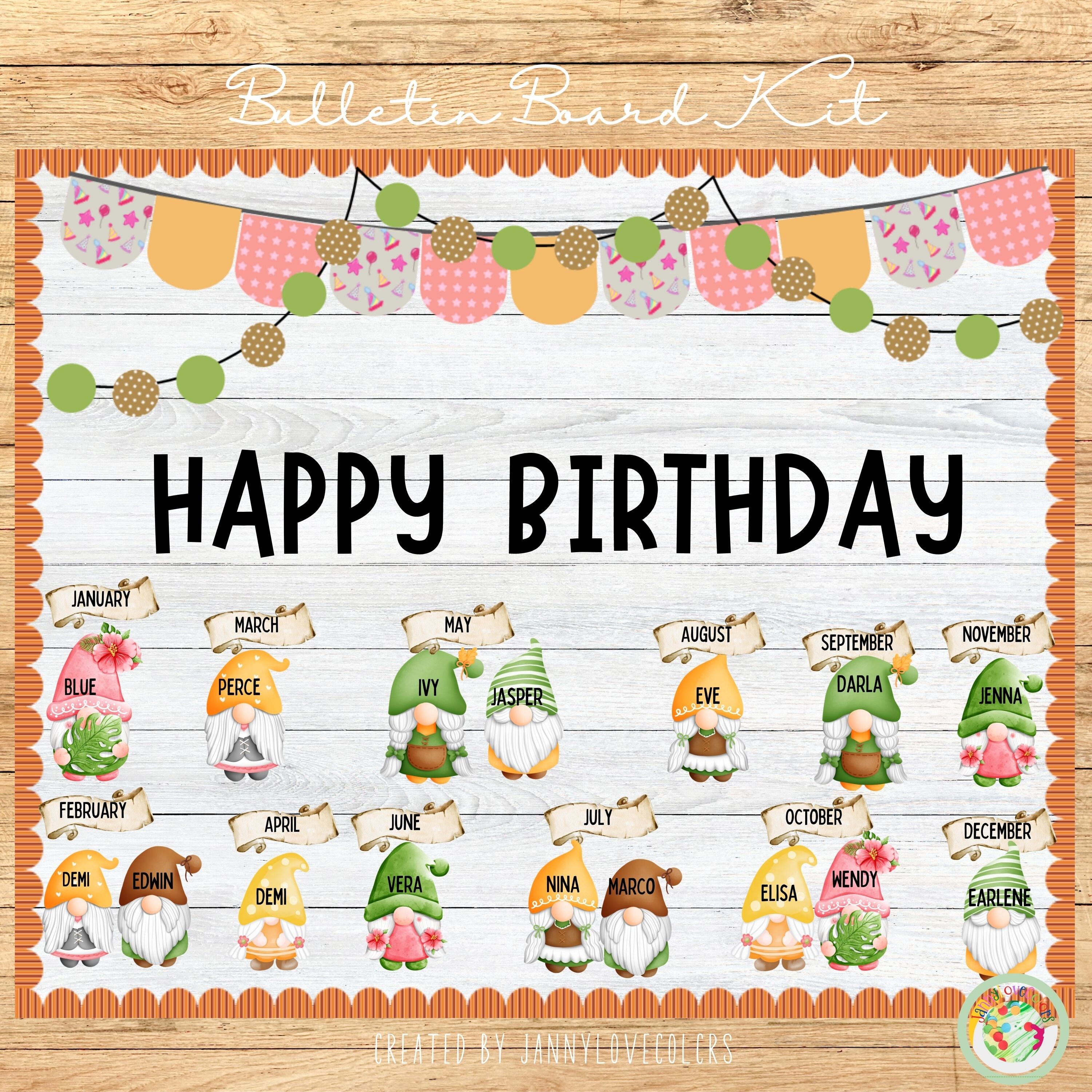Birthday Display Bulletin Board Kit, Gnomes Birthday Display, Classroom ...