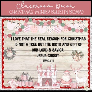Christmas Christian Bulletin Board Kit | Bible Verse Classroom Decor ...