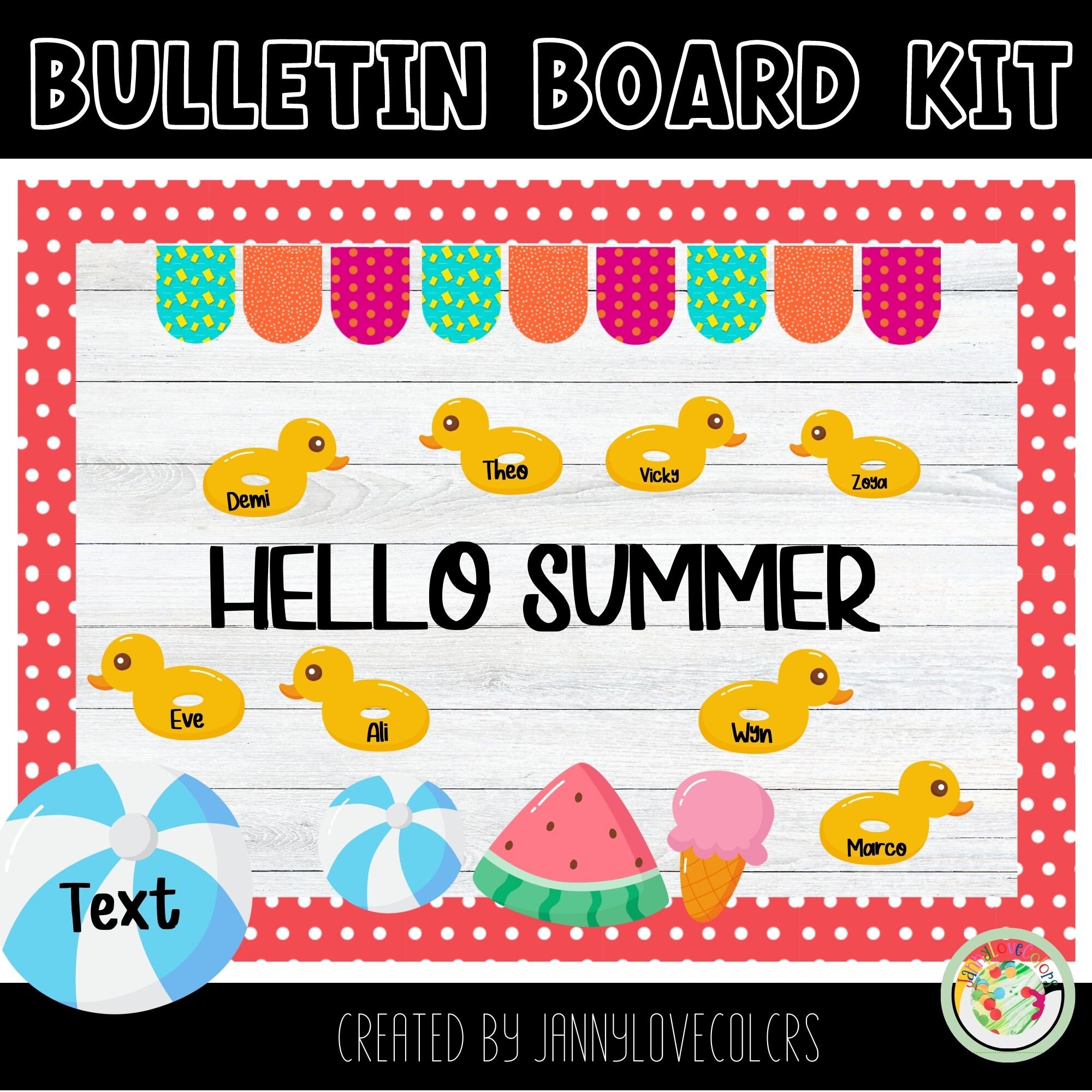 Floating Into Summer Bulletin Board Kit Door Decor Editable - Etsy