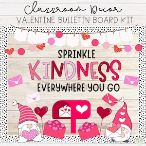 Valentine's Day Kindness Gnomes Bulletin Board Kit (PDF) - Etsy