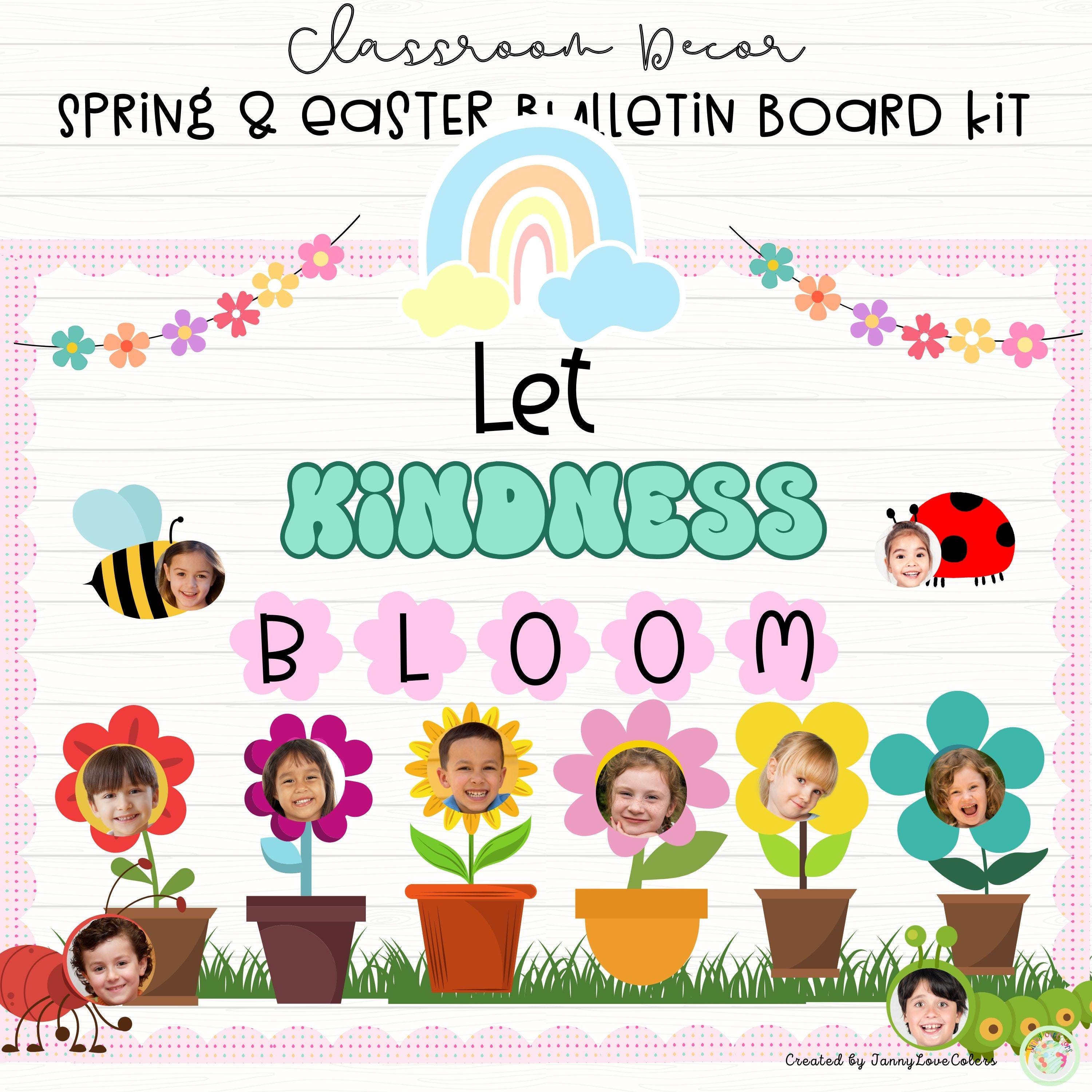 Spring Bulletin Board Kit or Door Decor Kindness Flower Classroom Decor ...