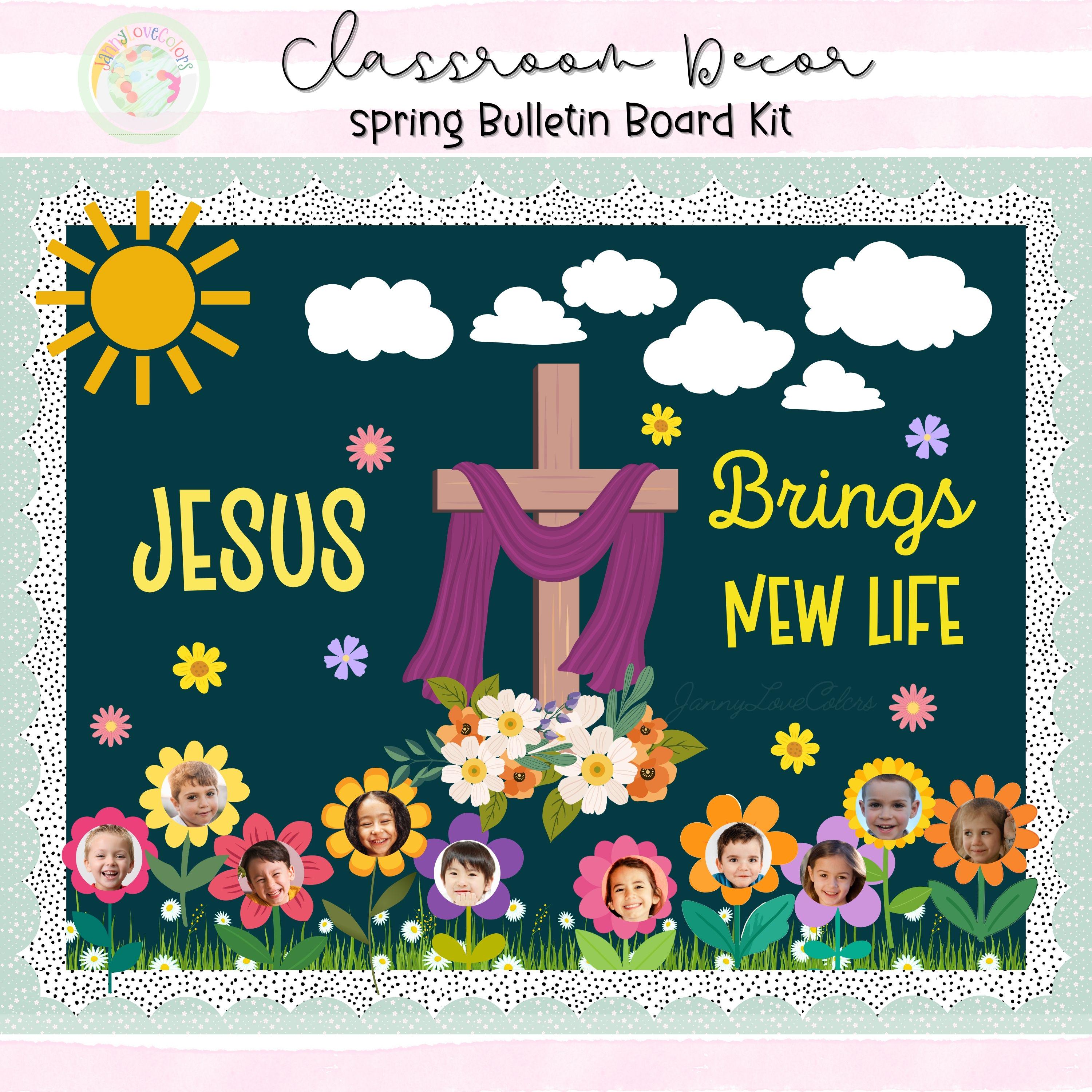 Christian Easter Bulletin Board Kit | Jesus Brings New Life | Spring ...