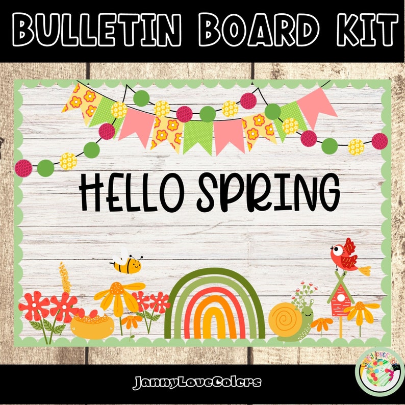 Hello Spring Spring Bulletin Board Kit door Decor Rainbow - Etsy