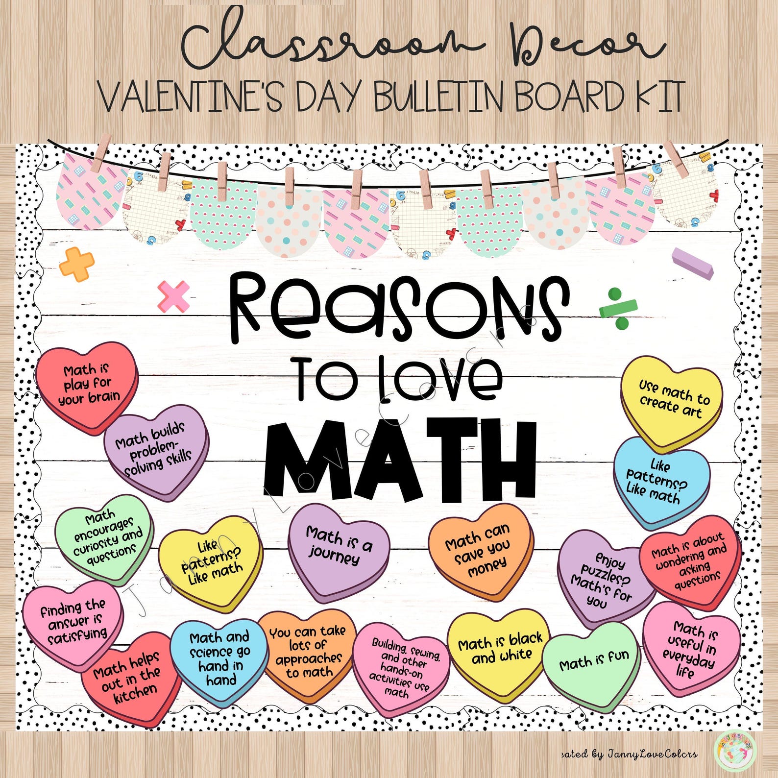 Valentine Day Bulletin Board Kit Door Decor Reasons to Love Math ...