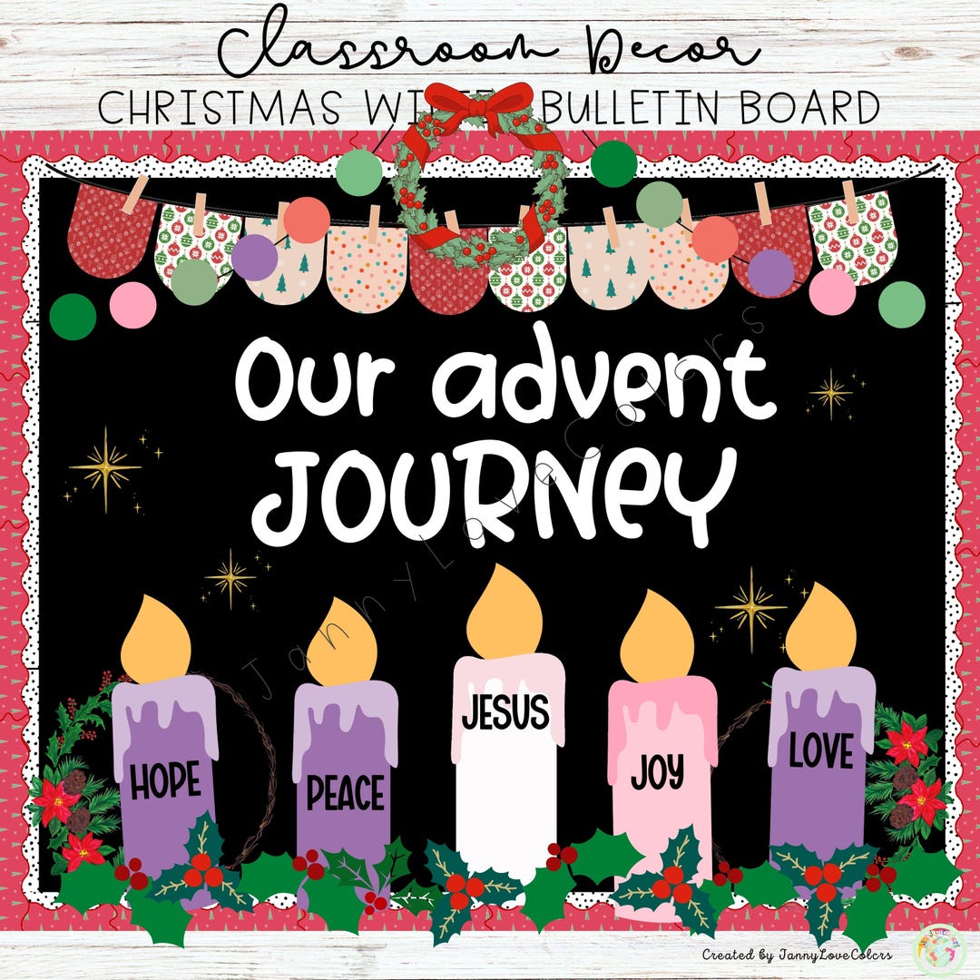 Advent Bulletin Board Set Christmas Bulletin Jesus Classroom Decor ...